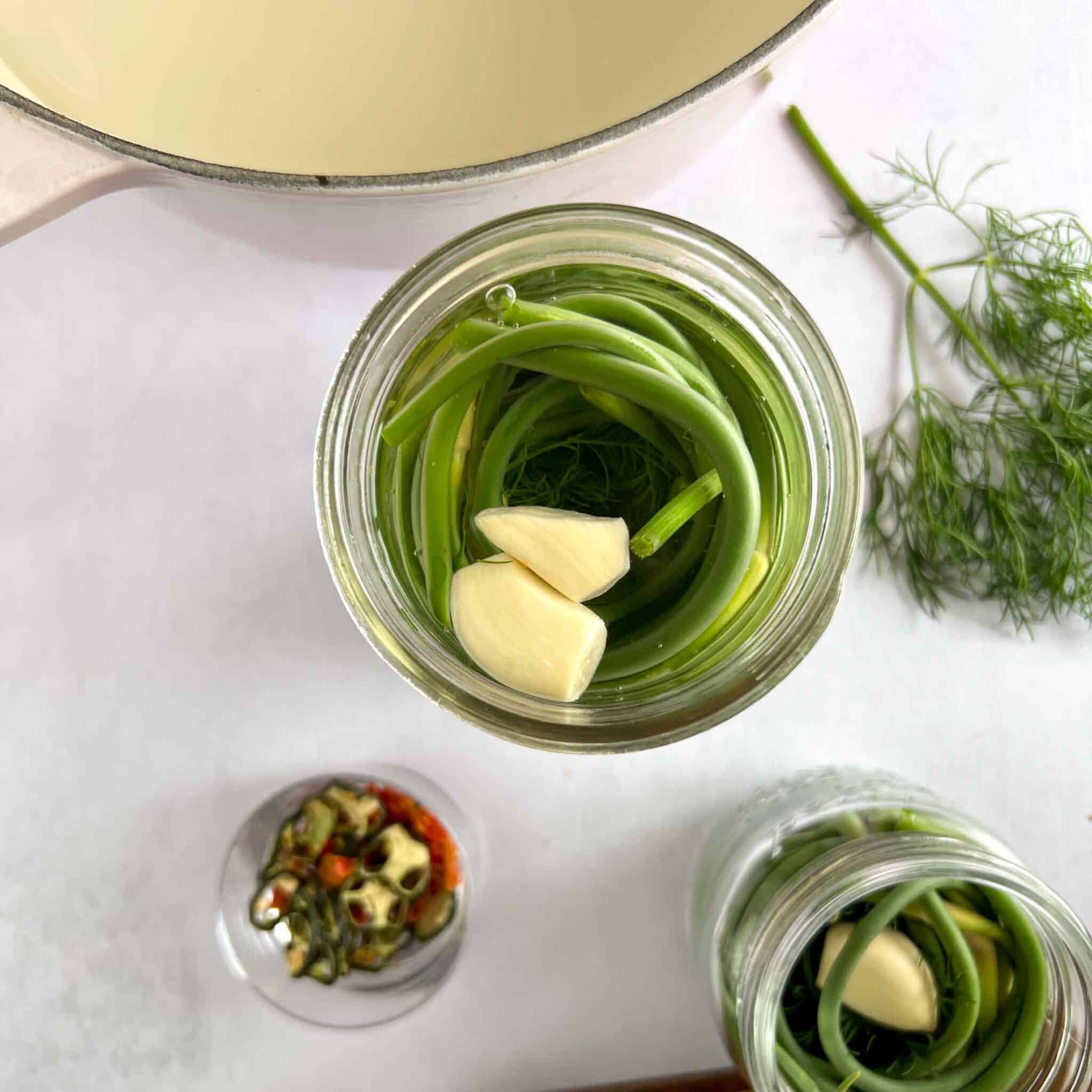 Quick Pickled Garlic Scapes With Dill | Refrigerator Recipe - Modern ...